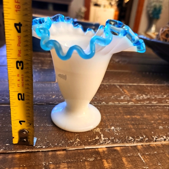 Fenton | Accents | Vintage Fenton Aqua Blue Crest Double Ruffled ...